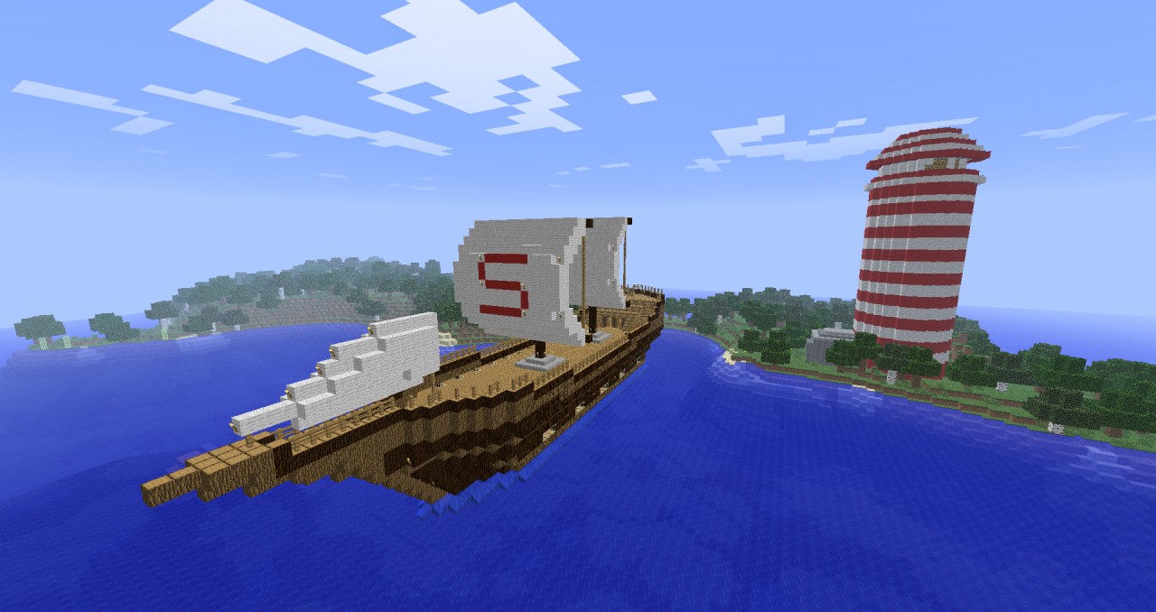 Big Ship! With working LightHouse! Minecraft Map