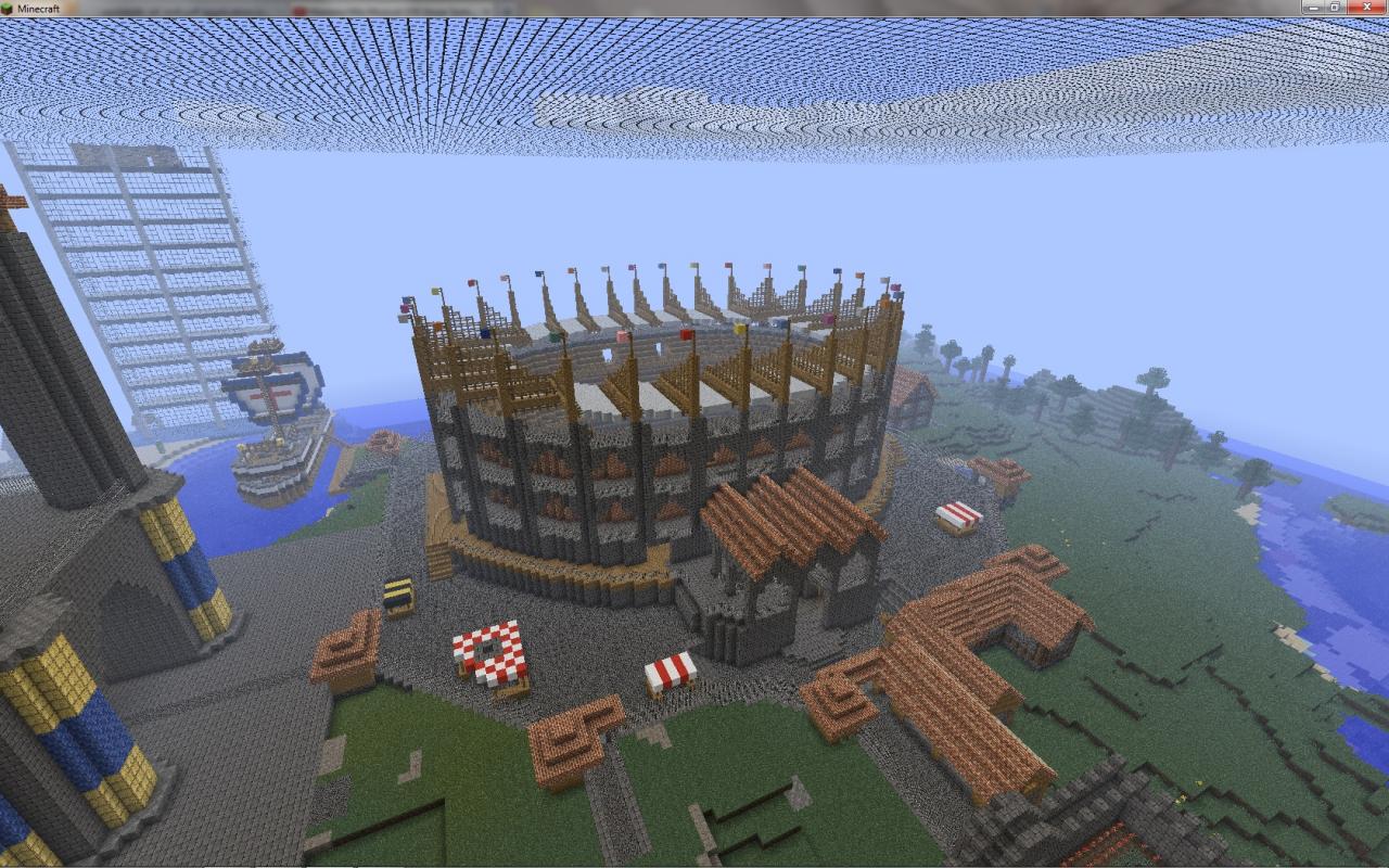 Amphitheater mit Burg und Nebengebäuden Minecraft Map