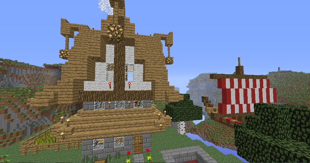 Nord House and Viking Longboat Minecraft Map