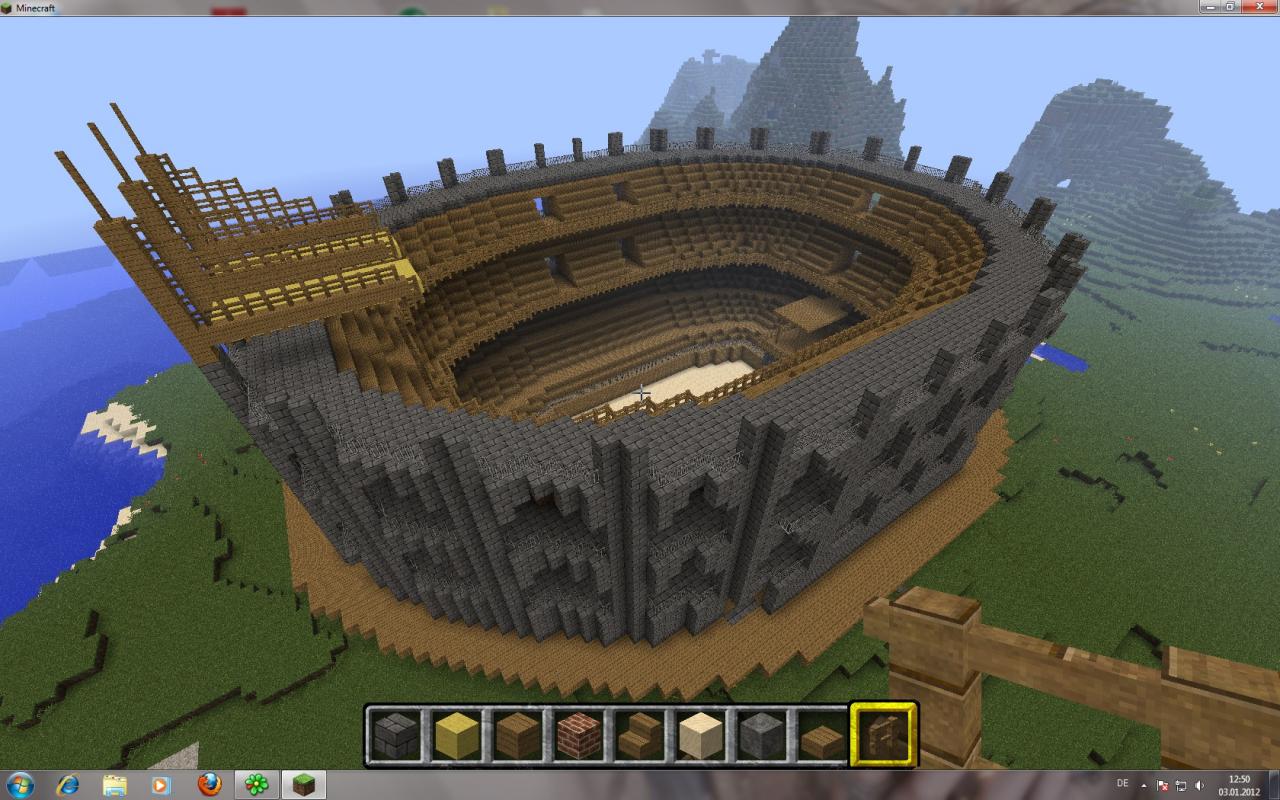 Amphitheater mit Burg und Nebengebäuden Minecraft Map