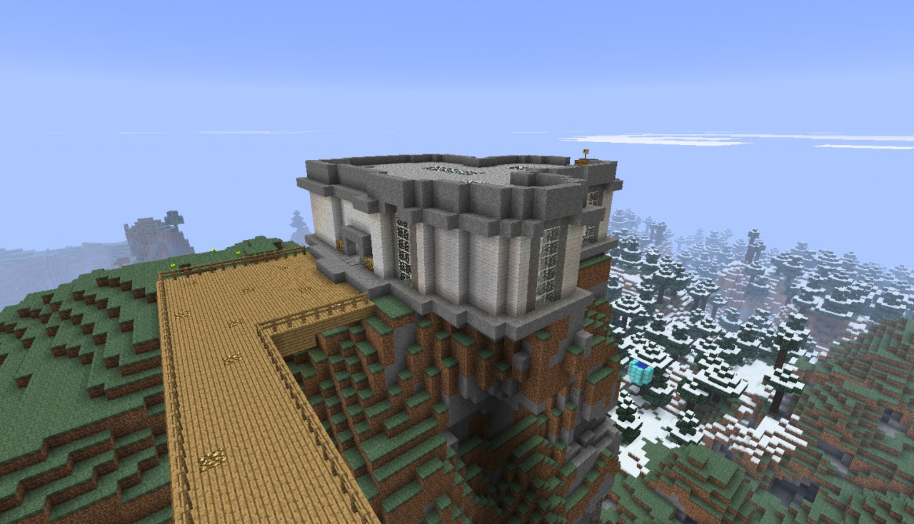 MOUNTAIN HOUSE! (with piston doors, and a trap!) Minecraft Map