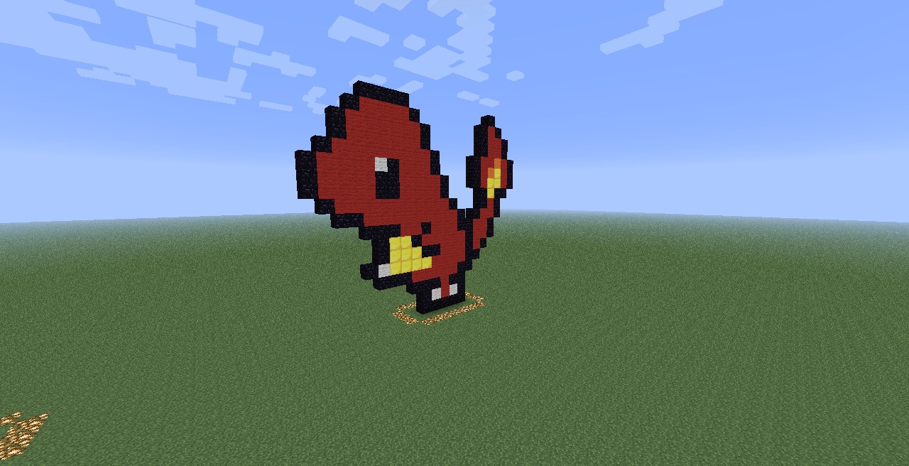 Pixel art charmander + [DOWNLOAD FOR PIXEL ART WORLD] Minecraft Map