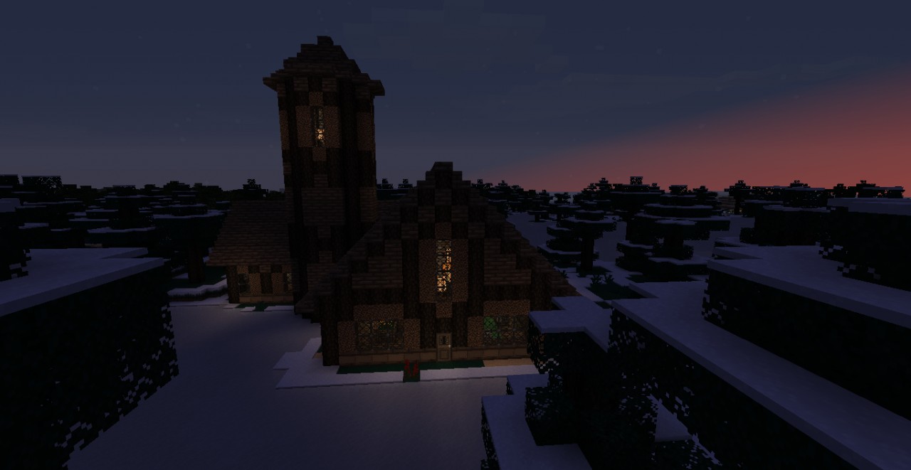 cabin in a pine forest. Minecraft Map