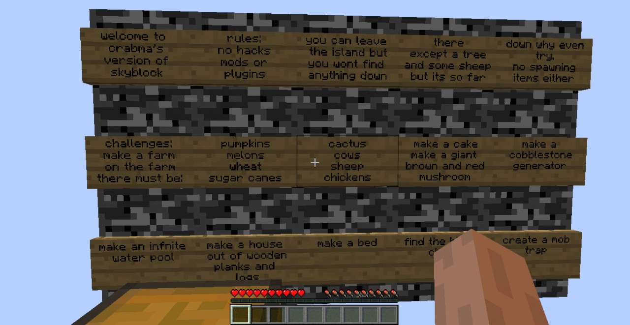 crabma's skyblock survival Minecraft Map