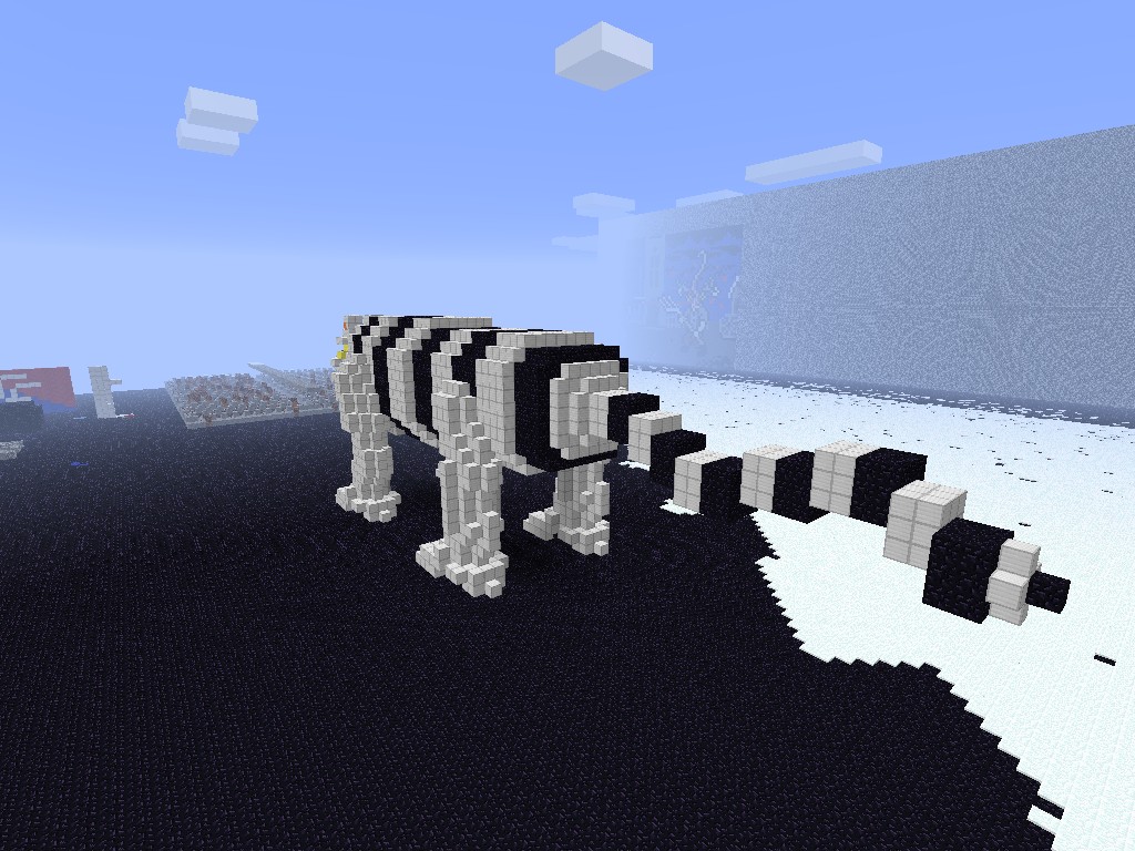 3D Art: Black and white dog/Tiger Minecraft Map
