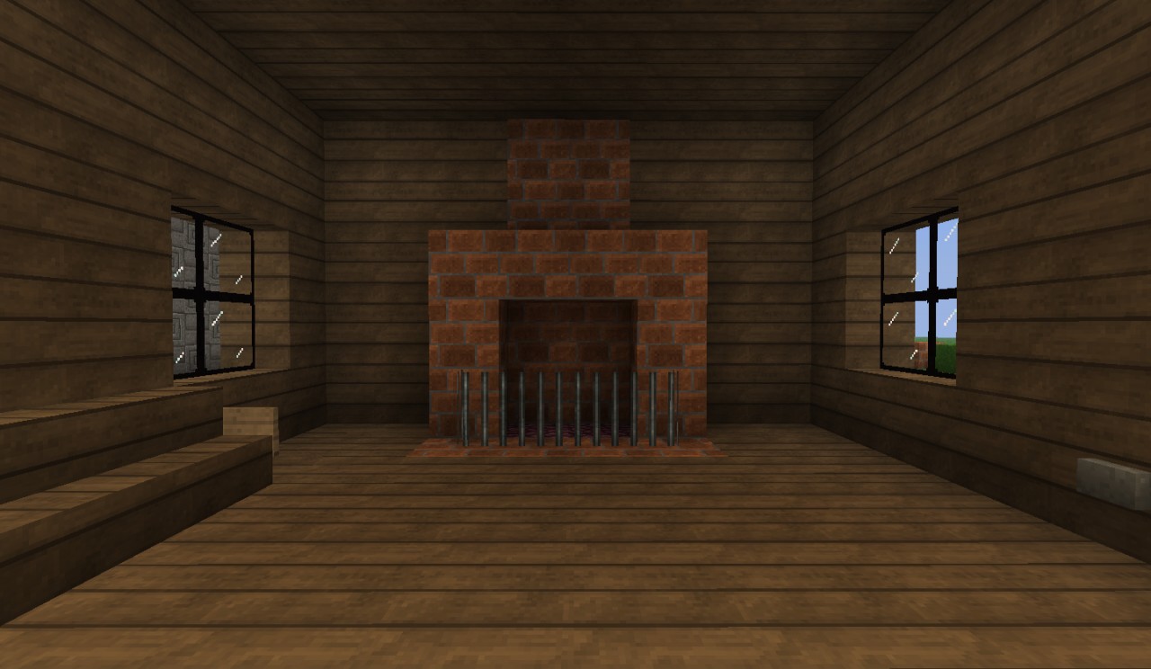 Automatic, self-lit fireplace Minecraft Map