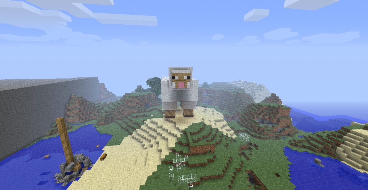 my world with stadium, huge sheep, .... Minecraft Map