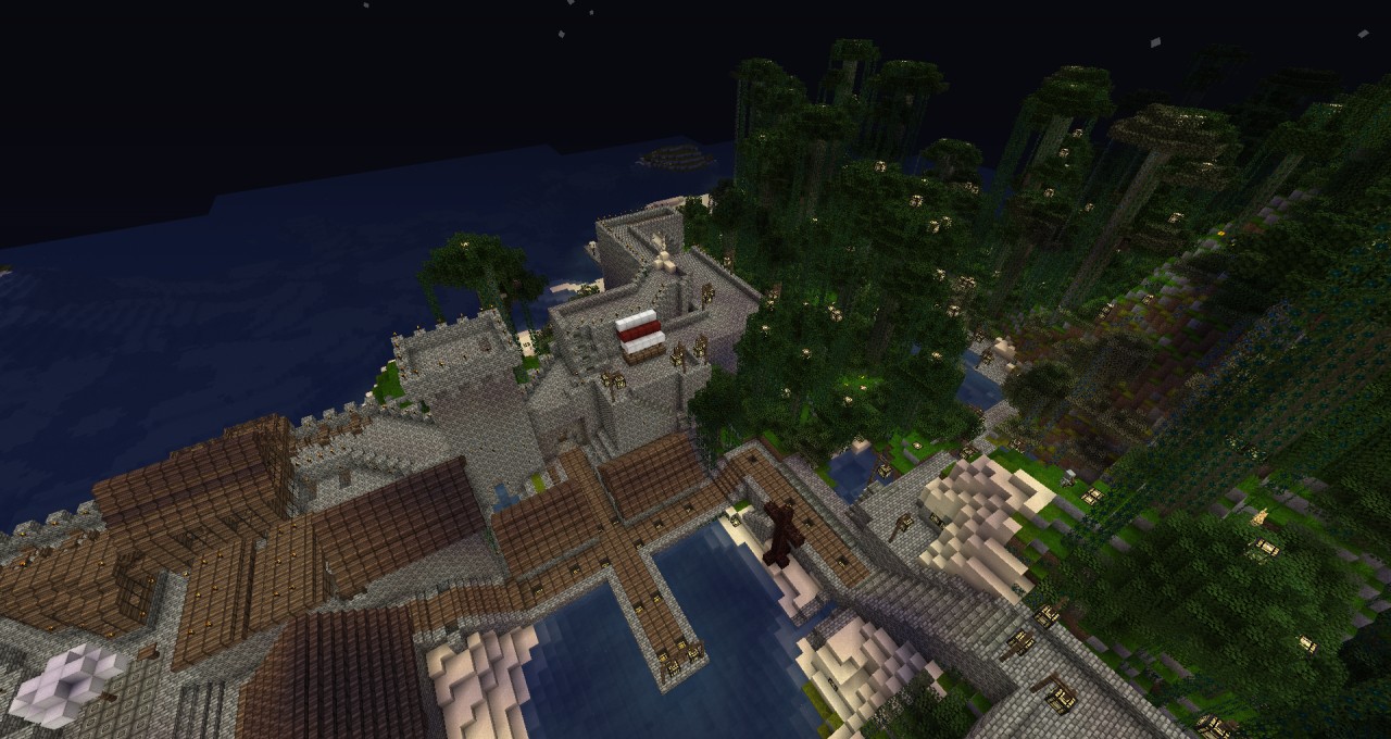 town, beach, Minecraft Map