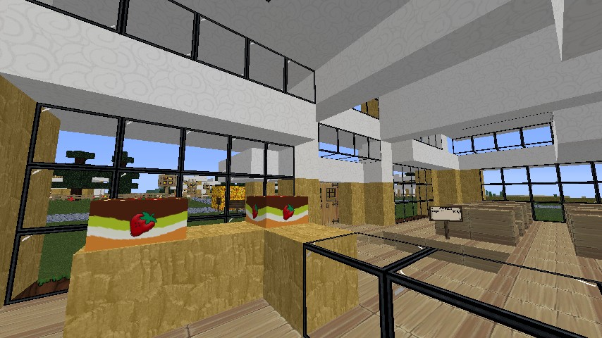 modern cafe with shop and a spare room Minecraft Map