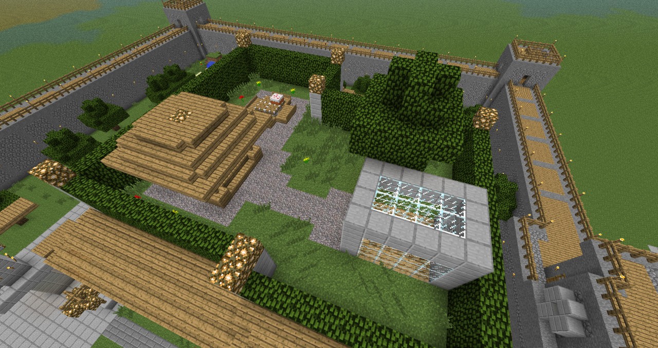 House With wall and working 3x3 gate. Minecraft Map