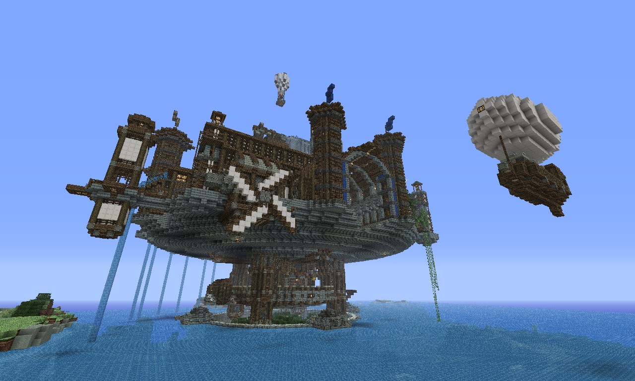 Cynek-Station, The Flying Fortress [With Schematic] Minecraft Map