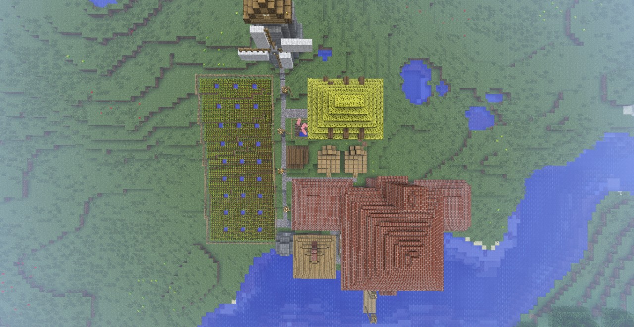 House near River with Farms Minecraft Map