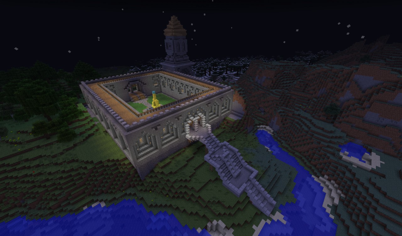 castle with underground library Minecraft Map