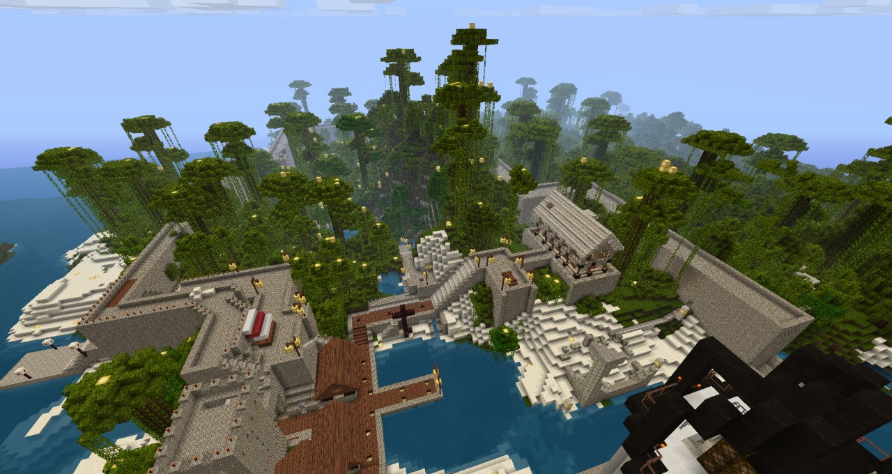 town, beach, Minecraft Map