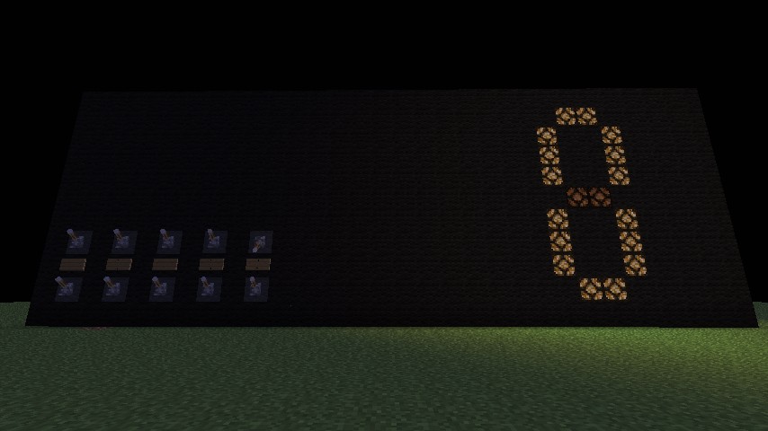 Redstone 7 segment display with redstone GPU and 0-9 input Minecraft Map