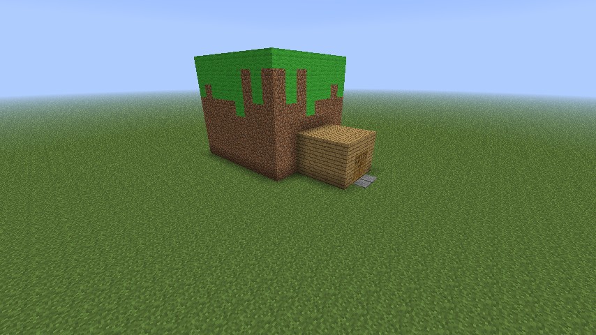 Big Grass Block with inside House Minecraft Map