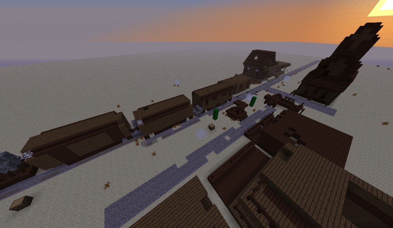 Desert Ghost Town with abandoned train Minecraft Map