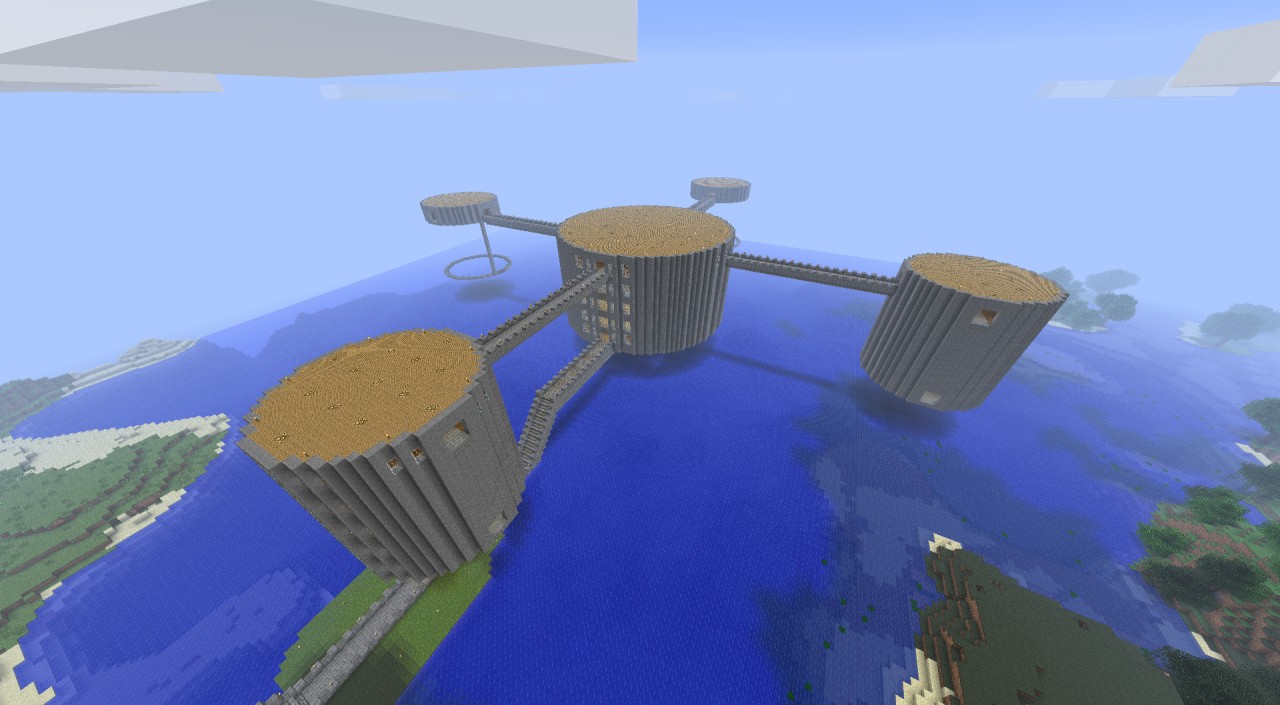 Functional floating fortress Minecraft Map