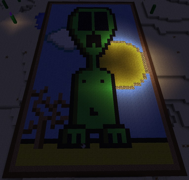 My First Little Pixel Art (Alien Creeper) Minecraft Map