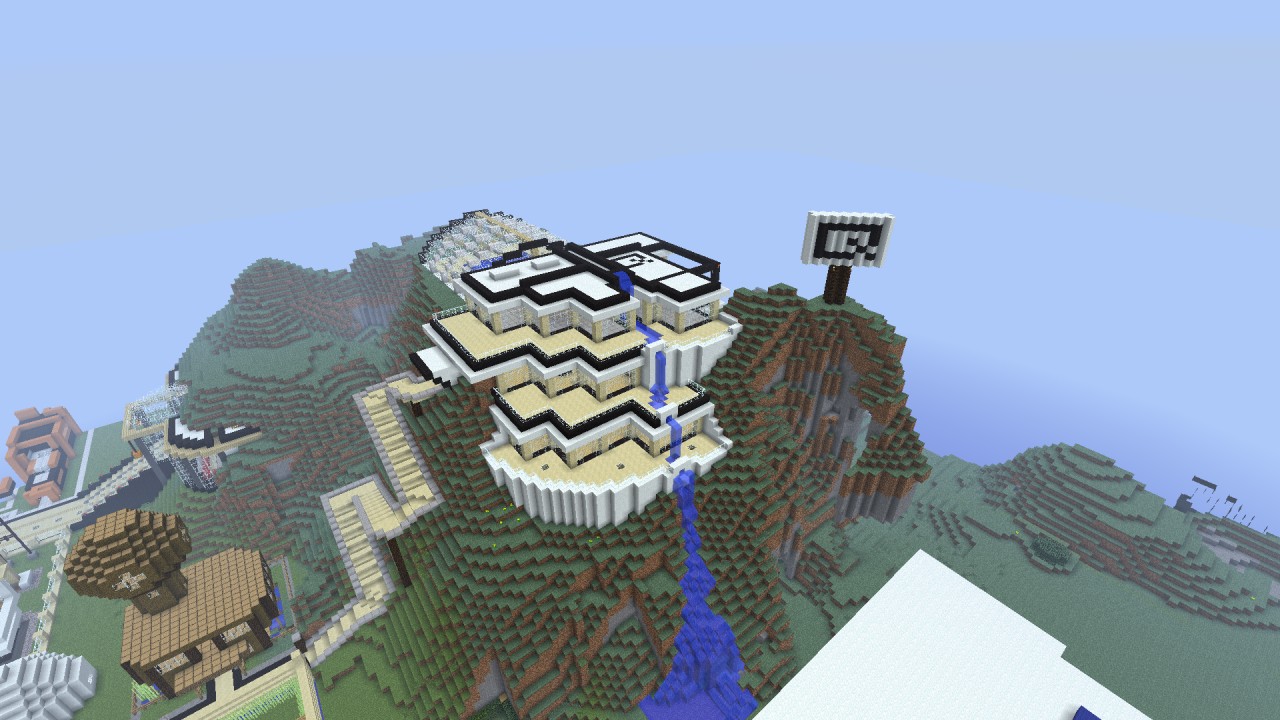 Design Of The Modern House On The Hill Minecraft Map
