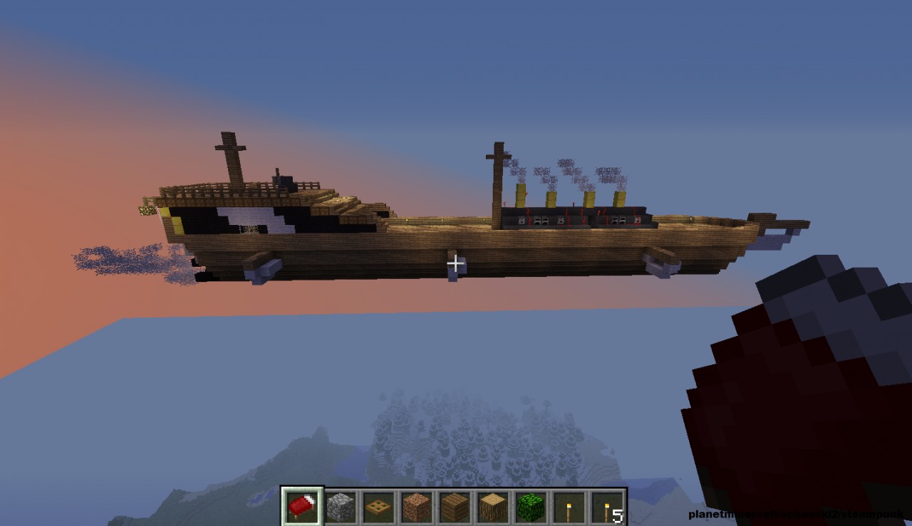 Steampunk Airship "Silver Falcon" & Military Landing Base Minecraft Map