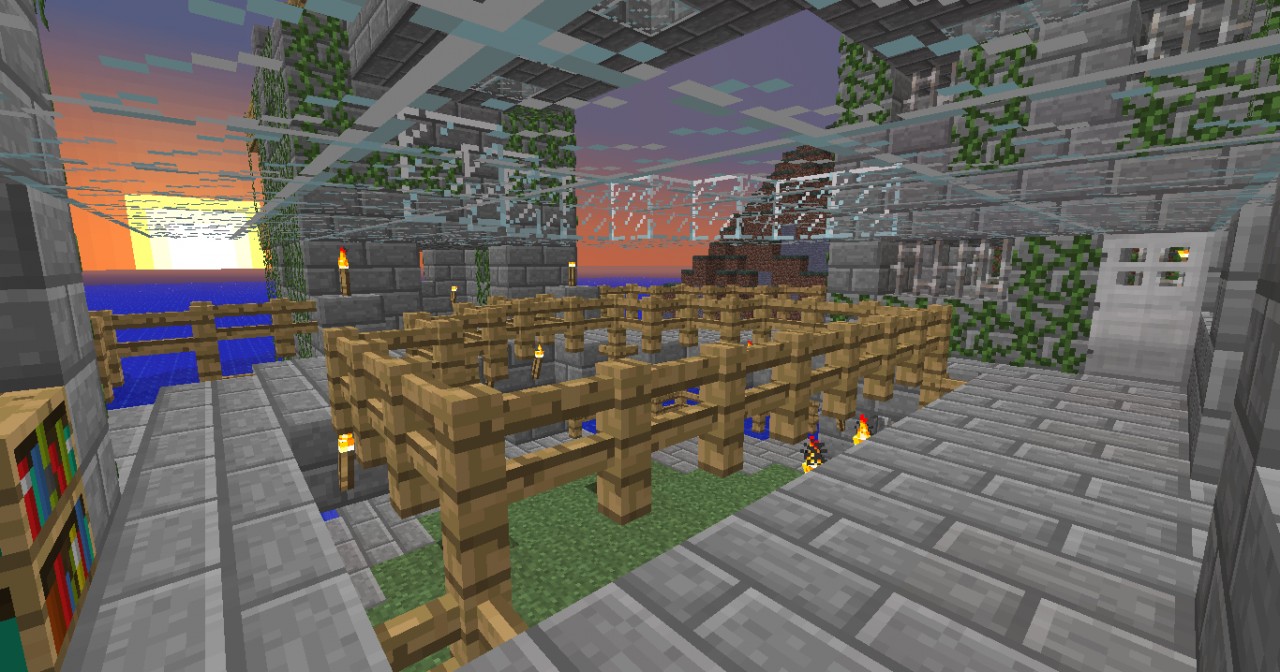 3 Turreted building with prison and bedroom Minecraft Map