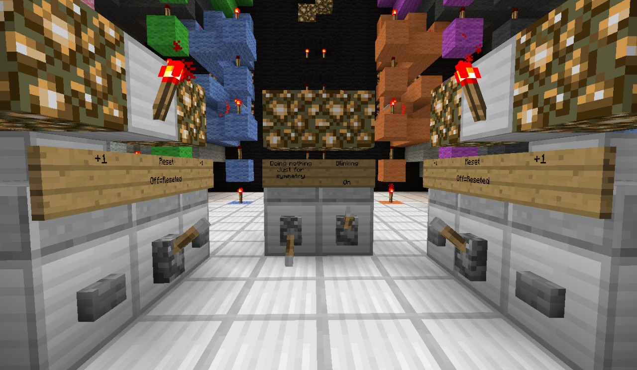 Another Redstone Lamp Scoreboard (0-9) v3 ( and - buttons) Minecraft Map