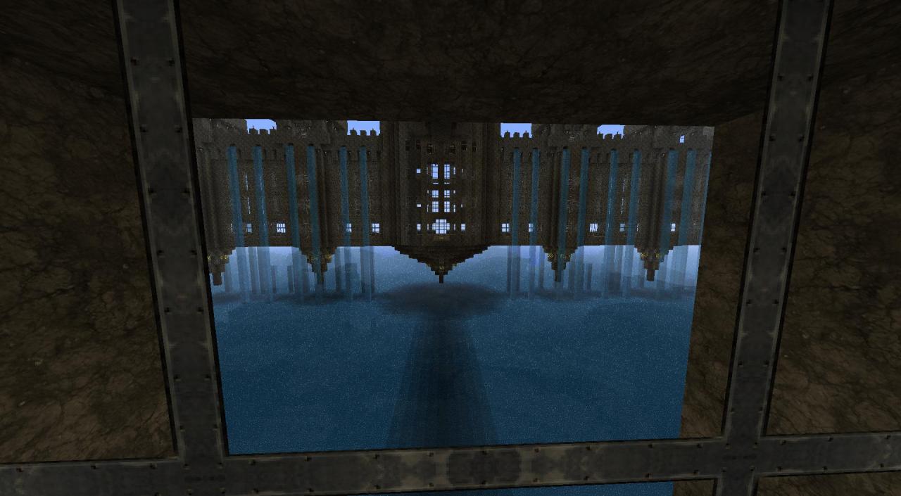 Functional floating fortress Minecraft Map