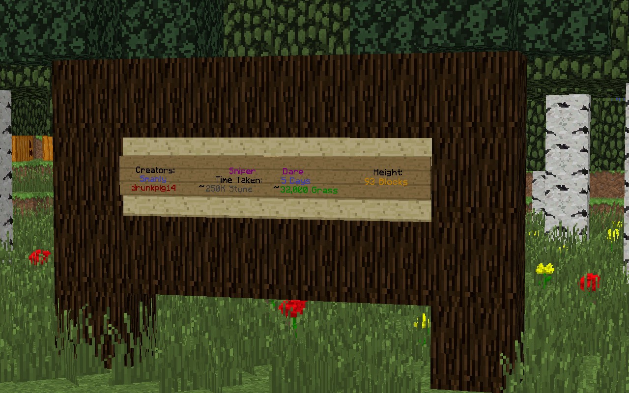 93 Block Tall Hand Built Mountain Minecraft Map