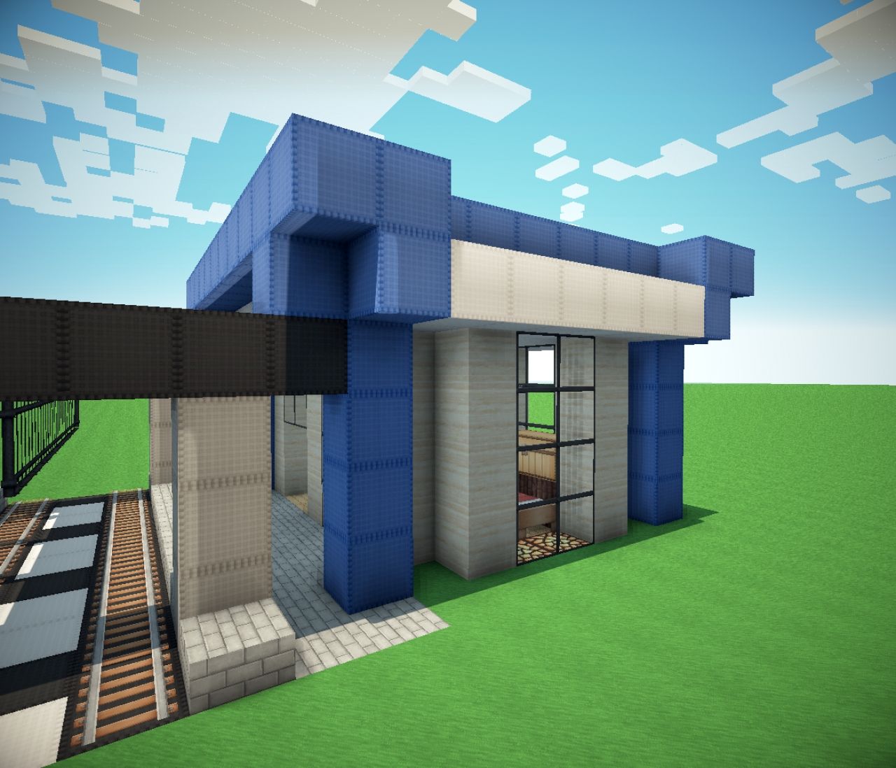 Modern house path with Tram rail and city road! :) Minecraft Map