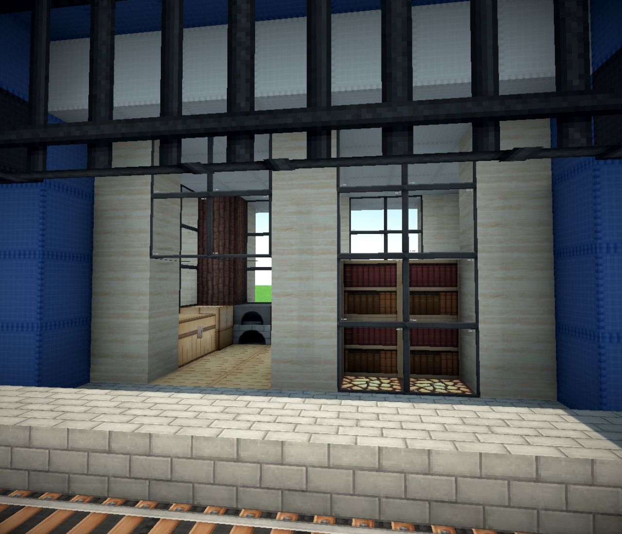Modern house path with Tram rail and city road! :) Minecraft Map