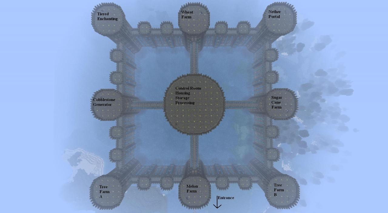 Functional floating fortress Minecraft Map