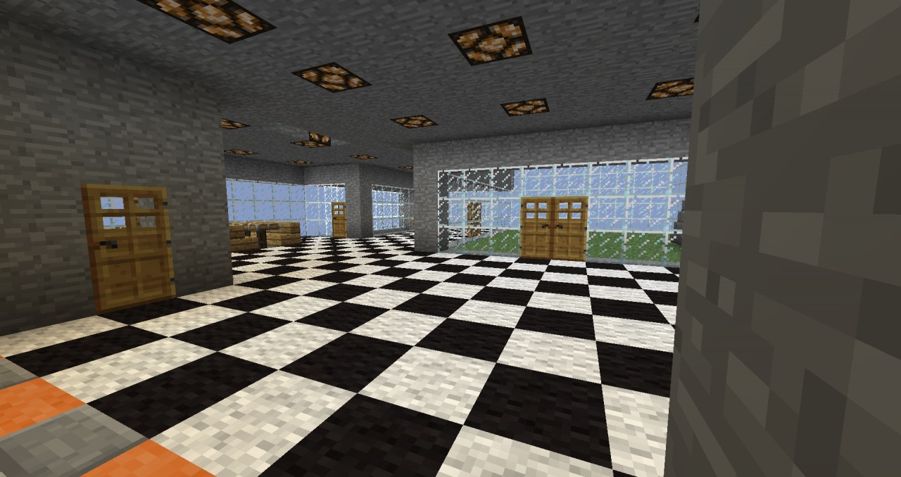 Stone and Glass mansion with working celing lights Minecraft Map