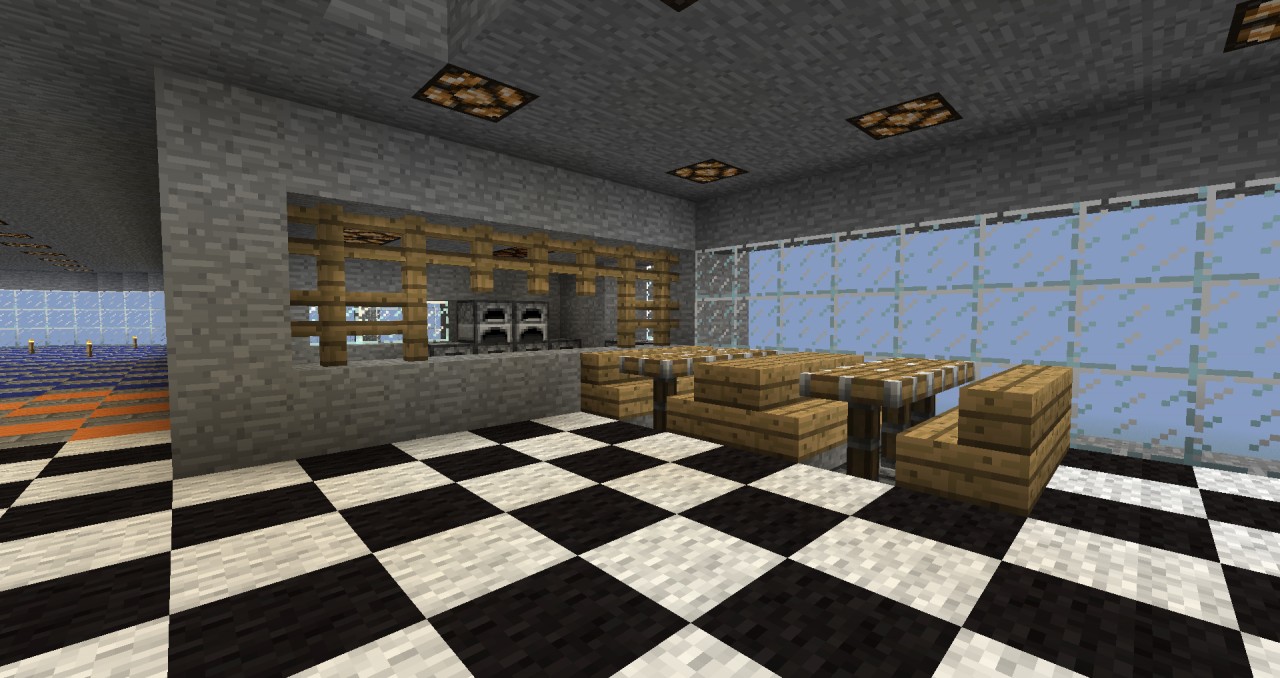 Stone and Glass mansion with working celing lights Minecraft Map