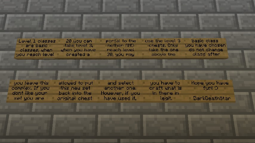 Classic Class Singleplayer Survival Minecraft Map