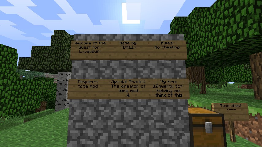 The Quest for Excalibur *Requires tome mod* Minecraft Map