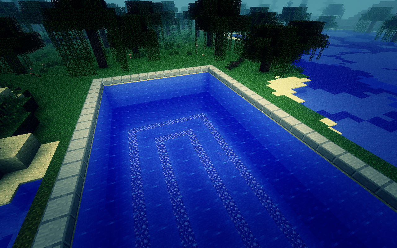 Mansion with swimming pool, cool landscape, town, and secret room ...