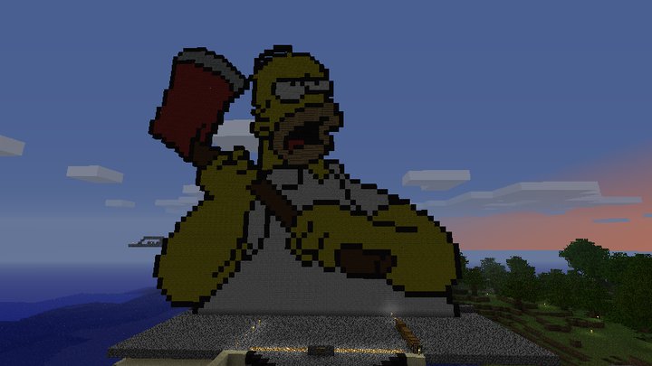 Hommer Simpson Pixel Art Minecraft Map