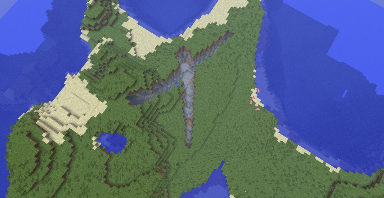 Awesome island Minecraft Seed with crossing ravines AND VILLAGE!