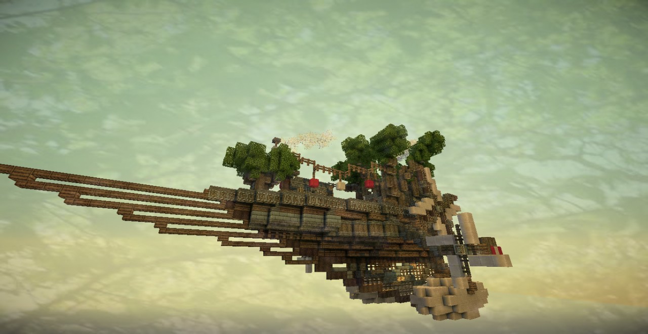 Pluma Lignum airship. world save and schematic and video Minecraft Map