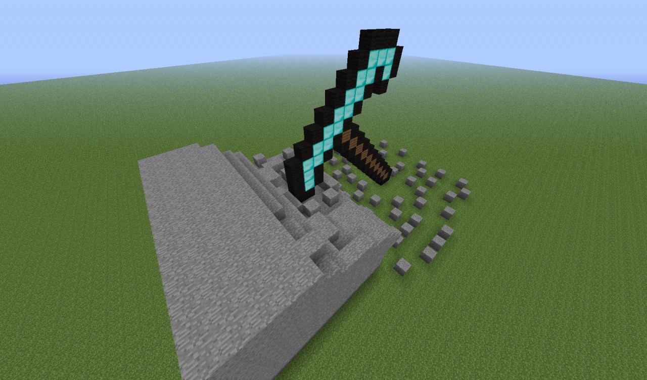 Diamond Pickaxe Mining a Rock Minecraft Map