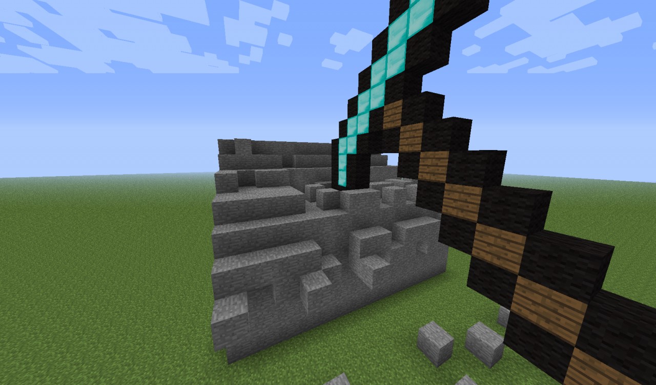 Diamond Pickaxe Mining a Rock Minecraft Map