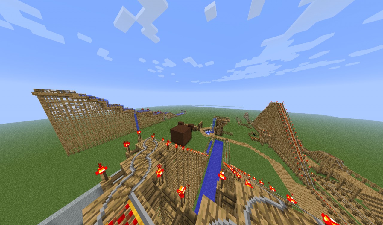 Rollercoaster And Water Theme Park Minecraft Map