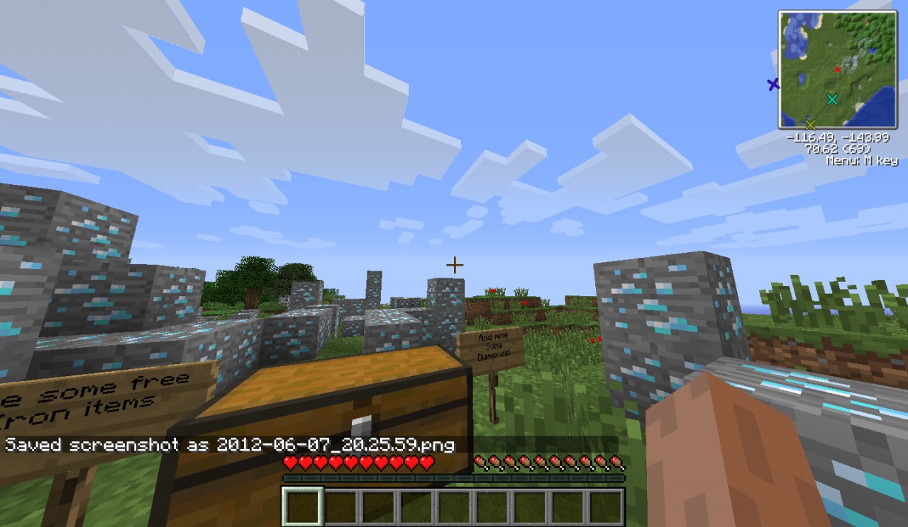 Get free Diamonds! Right in front of you when you spawn Minecraft Map
