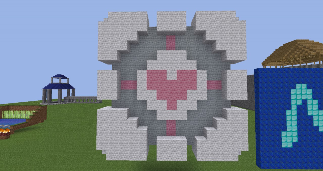 Giant Mario, Guardian Statue and Companion Cube Minecraft Map