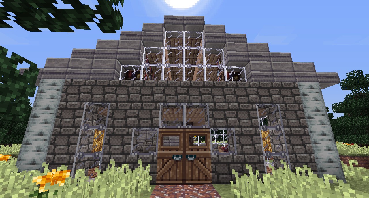 Pine Village and Player House in the Flattest of Lands Minecraft Map