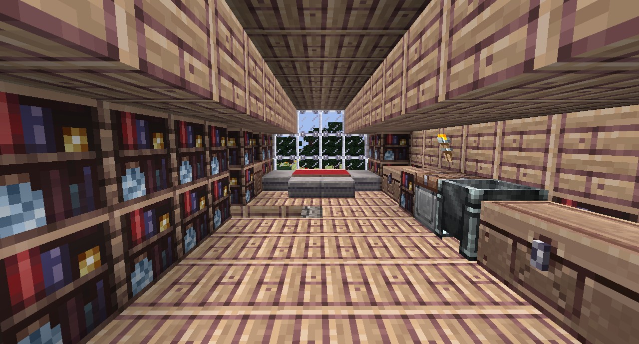 Pine Village and Player House in the Flattest of Lands Minecraft Map