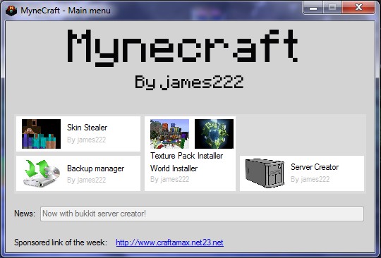 Mynecraft 1.1 © | Minecraft Manager | Beta Version | By james222 | Last ...