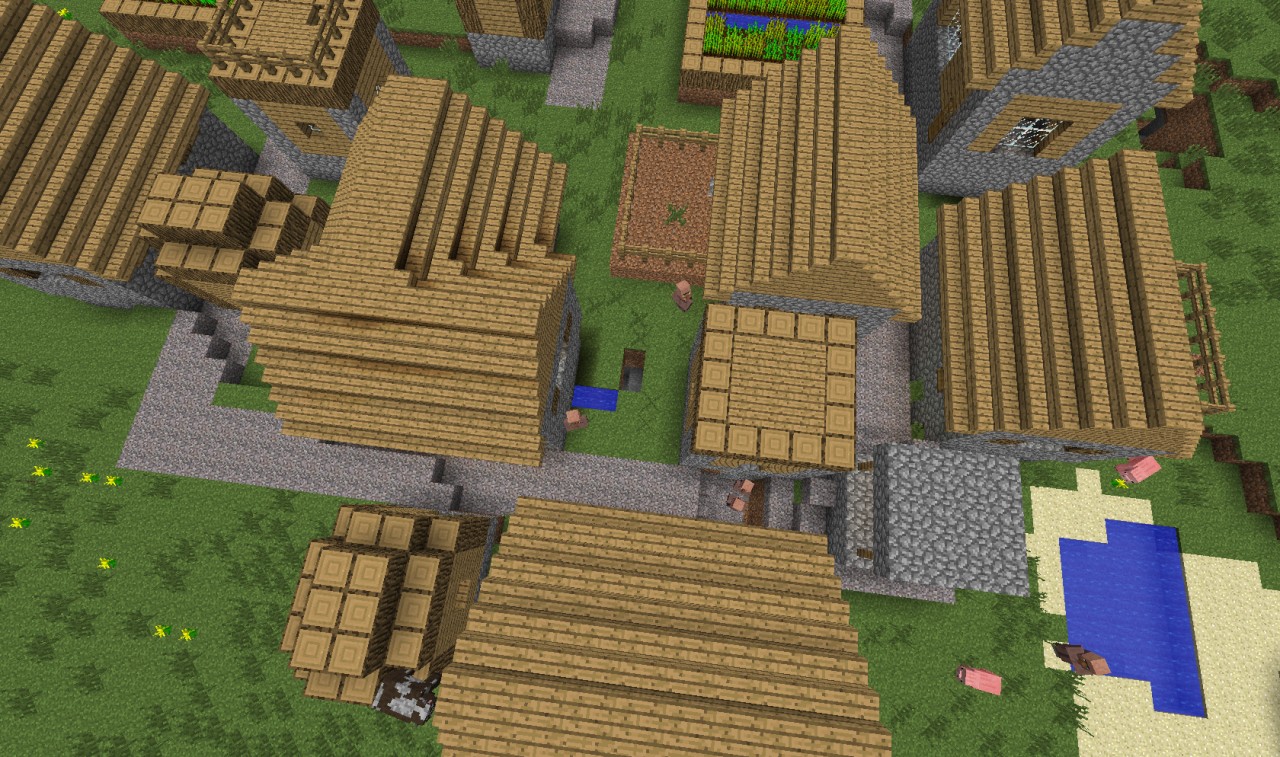 Strange place to put a village. Minecraft Project