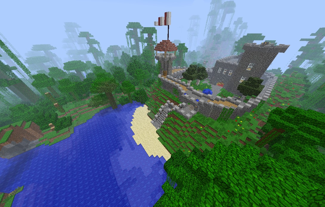 Castle in Jungle + surrounding buildings Minecraft Map